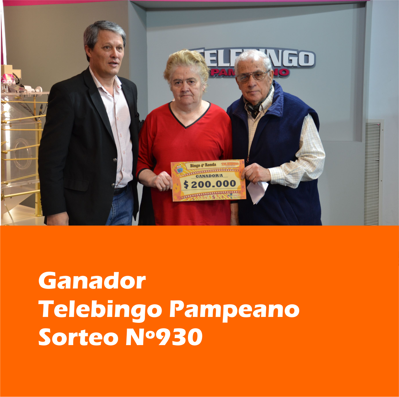 Ganador Telebingo Pampeano Sorteo Nº930 - ISS - La Pampa